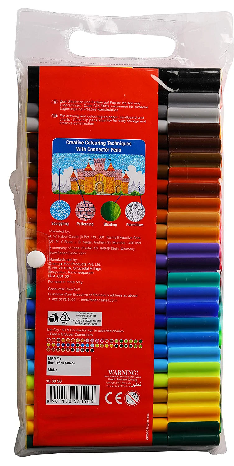 Faber-Castell Connector Pen Set - Pack of 50 (Assorted)